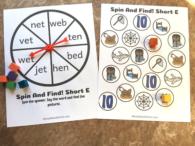 Messy, Beautiful, Fun: Spin And Find CVC Words Printable Pack