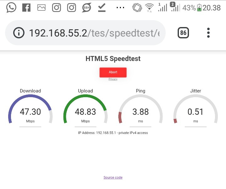 Tulisan Sakti: Membuat sendiri speed test local selfhost HTML5 di Debian 9