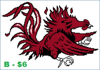 EASY PATTERNS: University of South Carolina Gamecocks cross-stitch pattern
