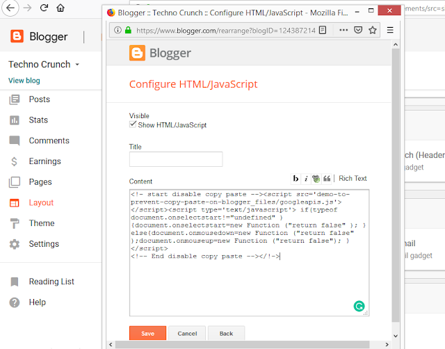 How To Disable Copy Paste In Blogger