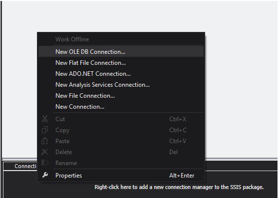 SQL Server Integration Service (SSIS) 2016 - Create OLE DB Connection ...