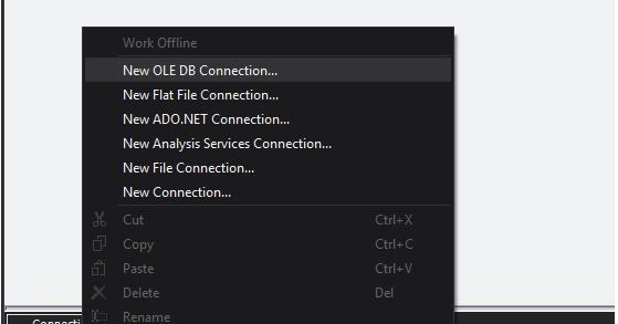 SQL Server Integration Service (SSIS) 2016 - Create OLE DB Connection ...