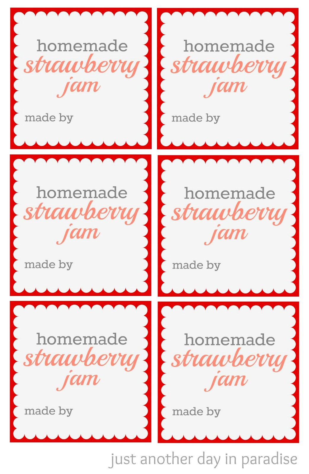 Larissa Another Day: Homemade Strawberry Jam Labels