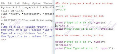Python program to display type casting concept by G Krishna Chauhan ...