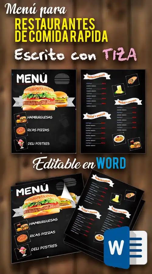 Plantilla de menu de restaurante escrito con tiza | Utilidades Webblog