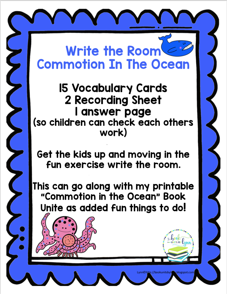 COMMOTION IN THE OCEAN WRITE THE ROOM ~ Book Units by Lynn