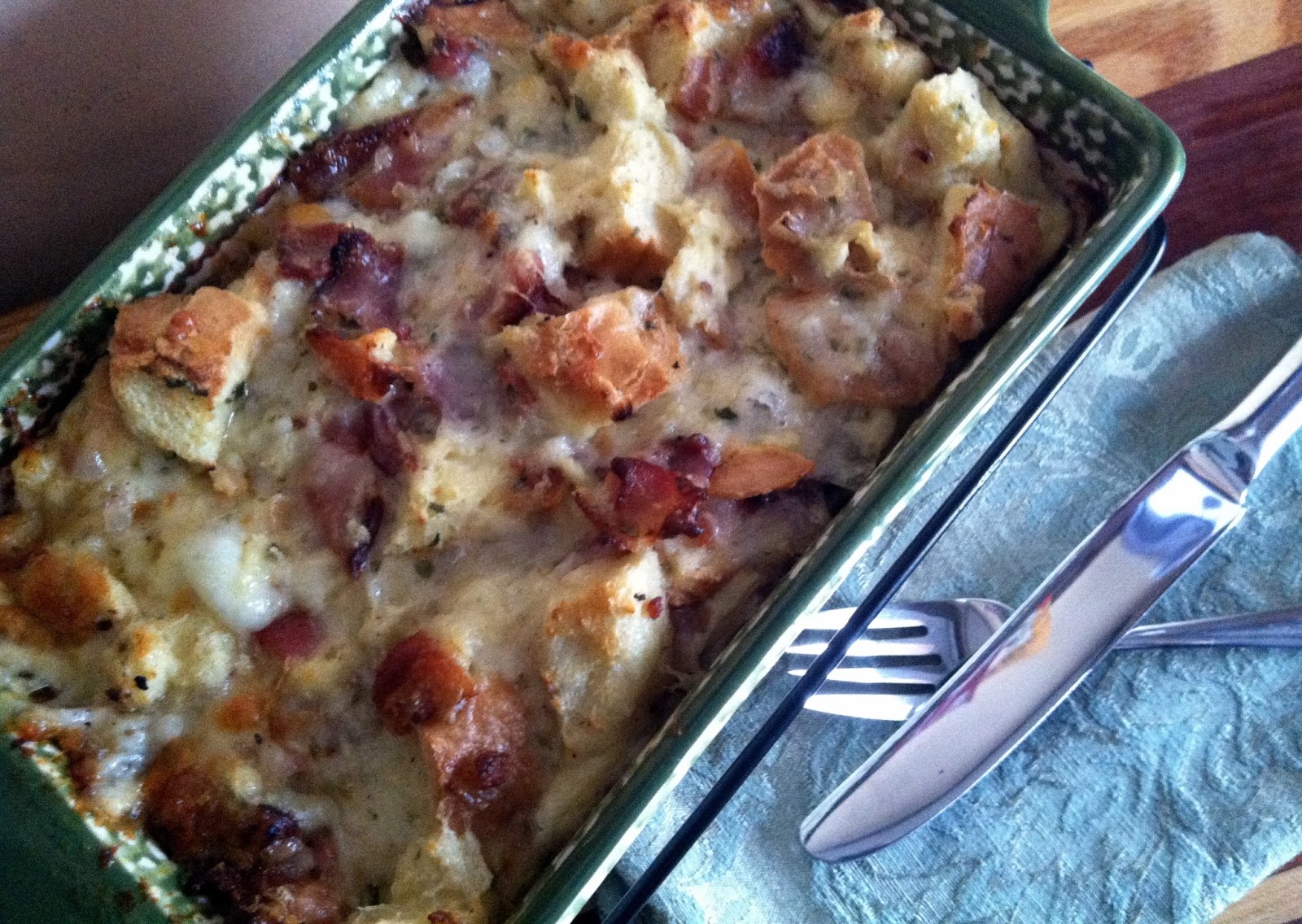 A Couple in the Kitchen: Bacon, Egg and Cheese Bread Pudding