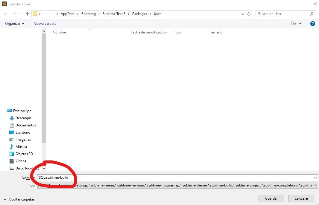 Como ejecutar SQL desde sublime text