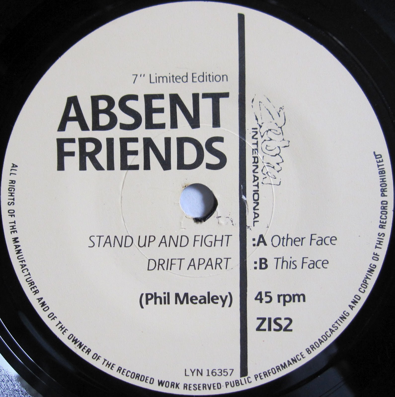From A Northern Place: Absent Friends - Stand Up And Fight (7")
