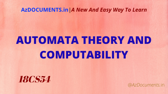 Automata Theory And Computability 18cs54