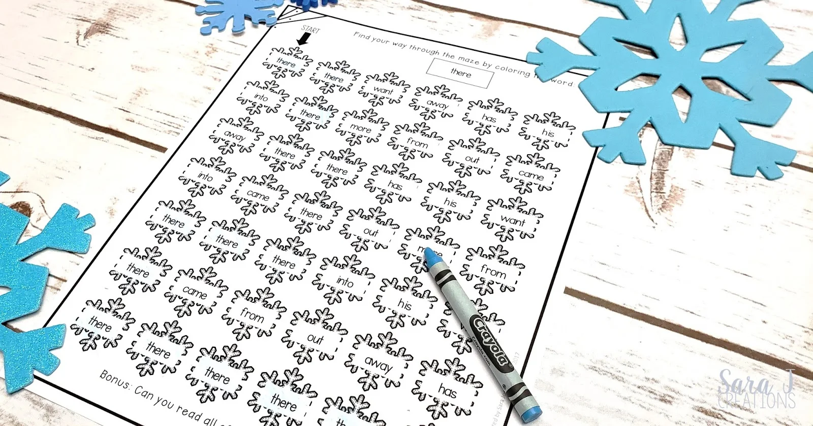 Winter Snowflake EDITABLE Sight Word Mazes | Sara J Creations