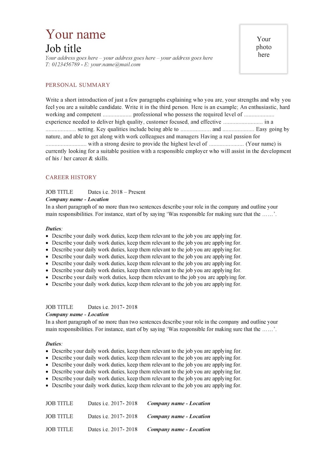 Free CV template 4 - Avari Point