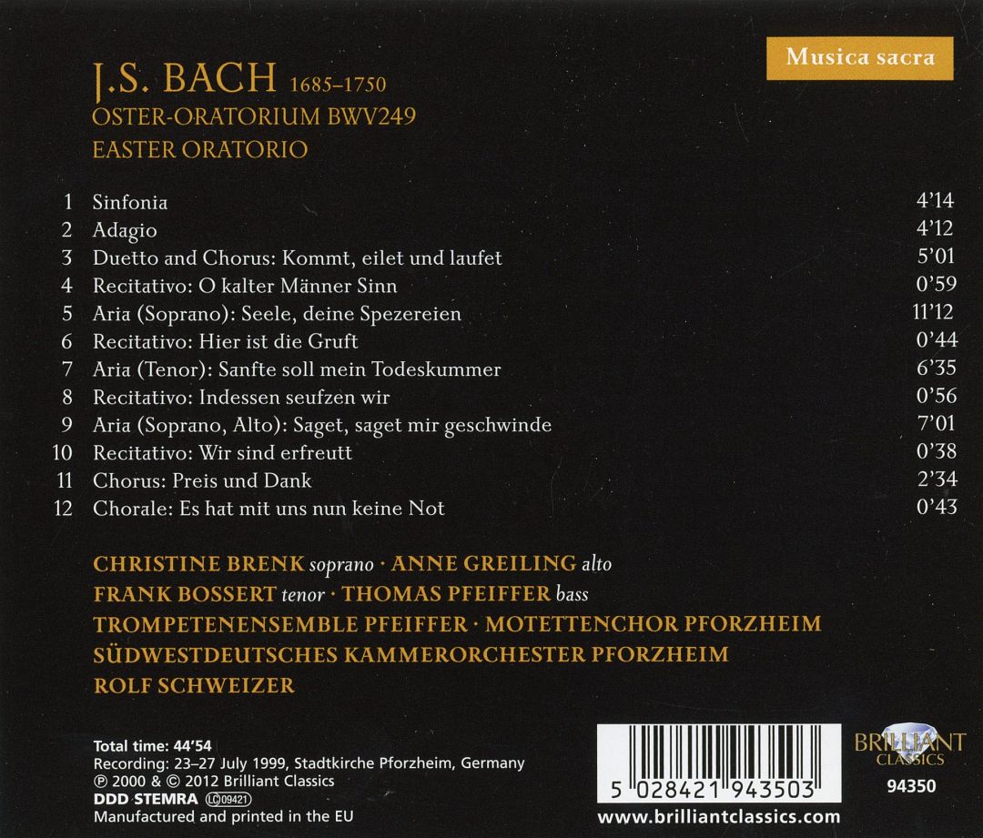 makdelart - classique: Bach - Easter Oratorio (Rolf Schweizer)