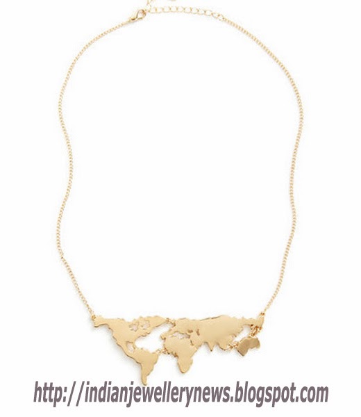 Gold World Map Necklace-2