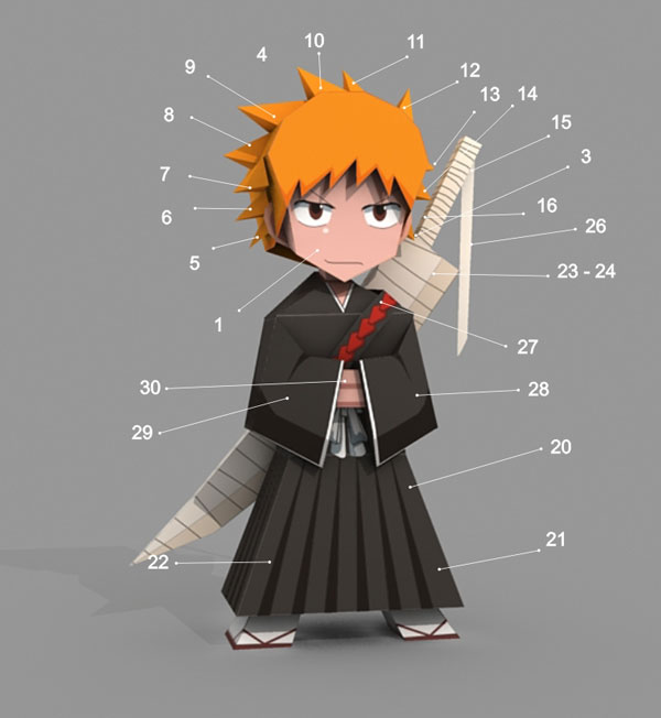 Bleach, Ichigo Kurosaki Papercraft | Papercraft Free Download And Paper ...