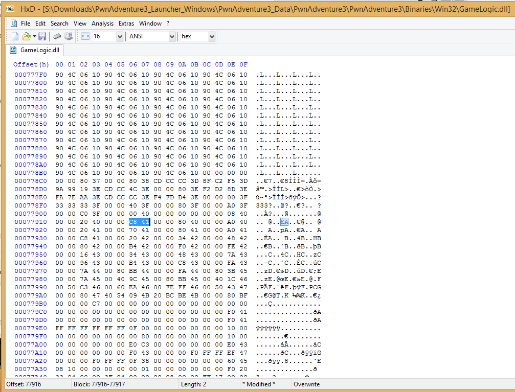 zerosum0x0: Pwn Adventure 3 Speed Hack