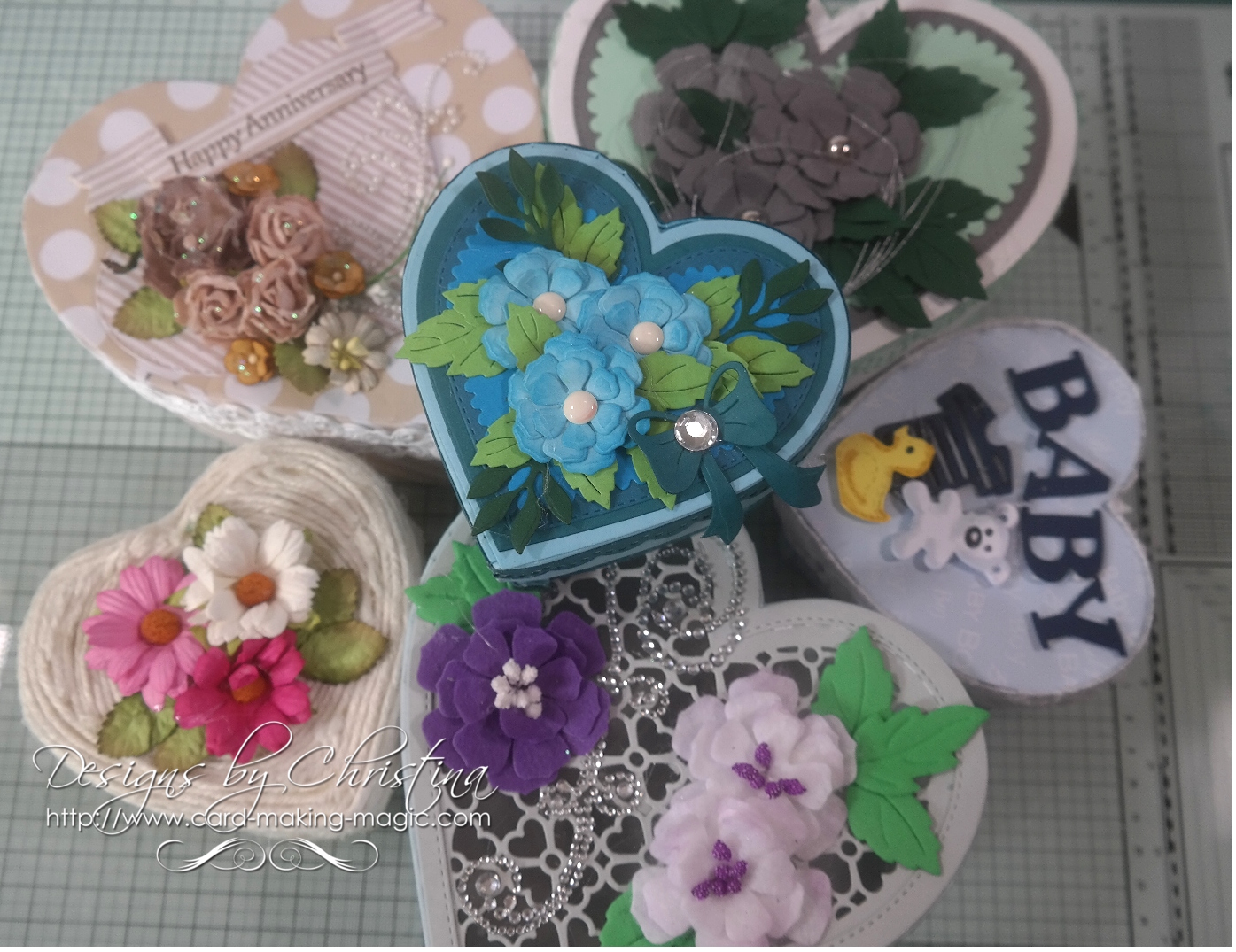 Flowers, Ribbons and Pearls: Beautiful Heart Boxes