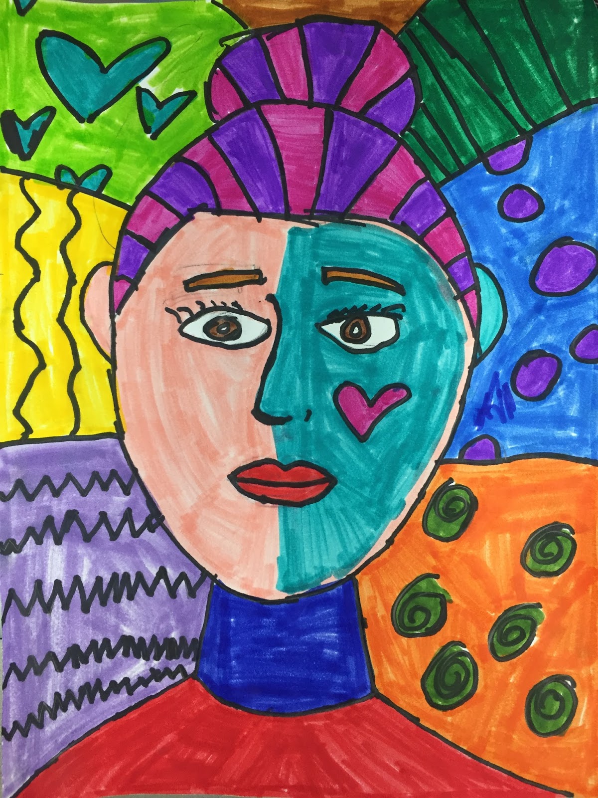 Elements of the Art Room: 4th Grade Romero Britto Self-Portraits
