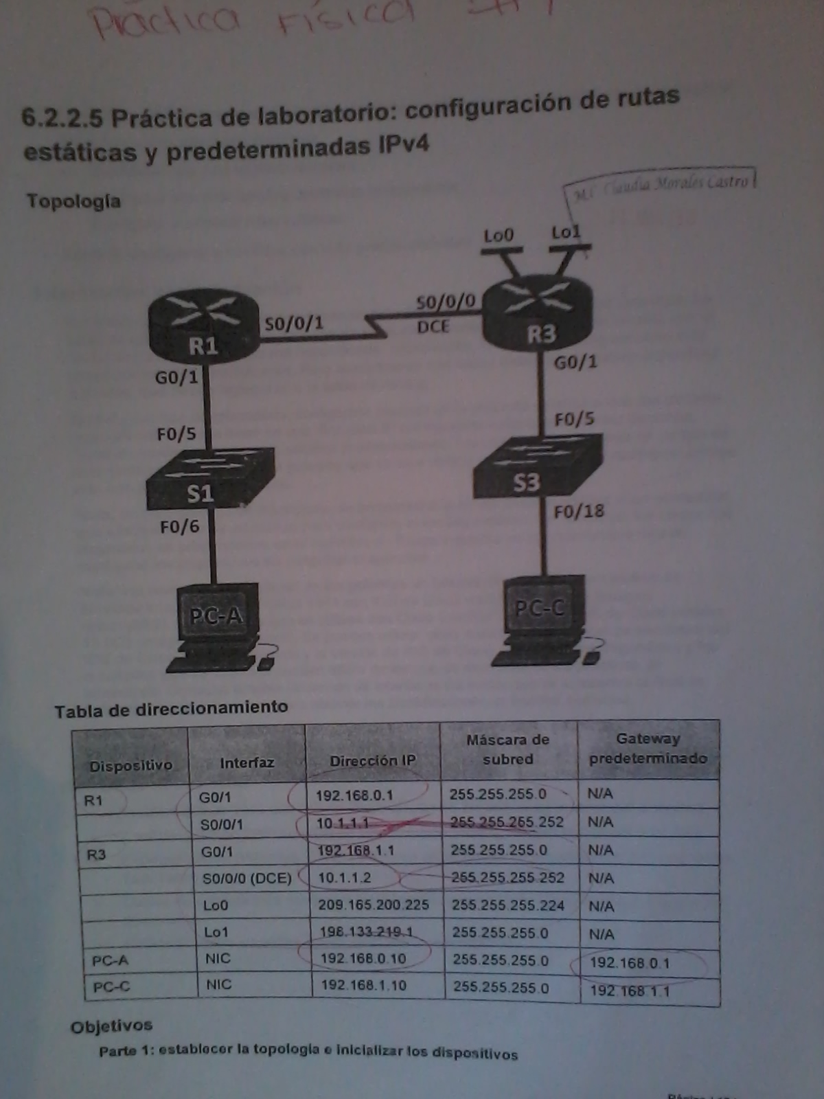 CISCO II: PrácFisica 1. Configuración de rutas estáticas y predeterminadas IPv4