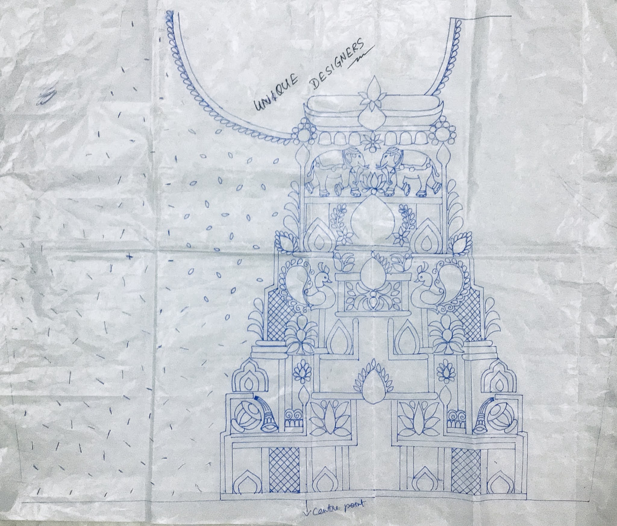 Traditional temple motif embroidery