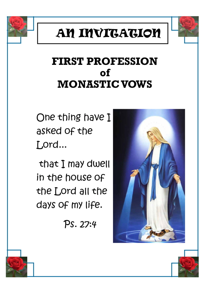 Please pray for the First Profession in Peramiho