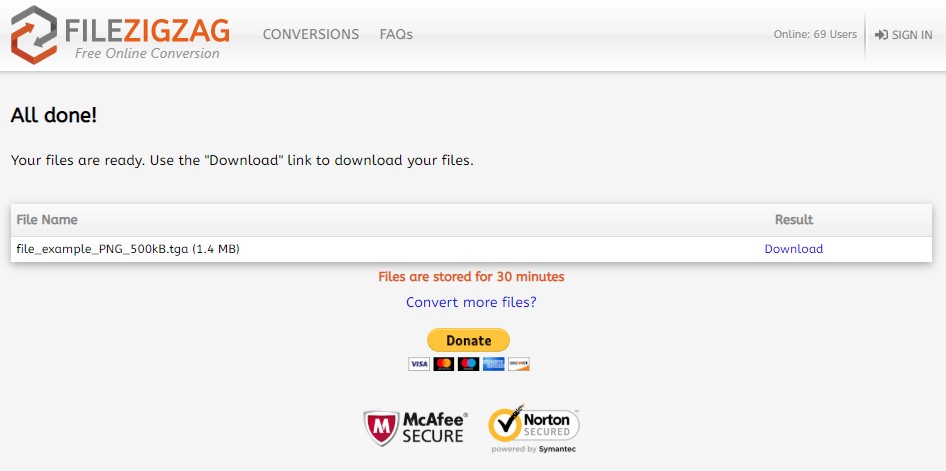 How to convert png file to tga file