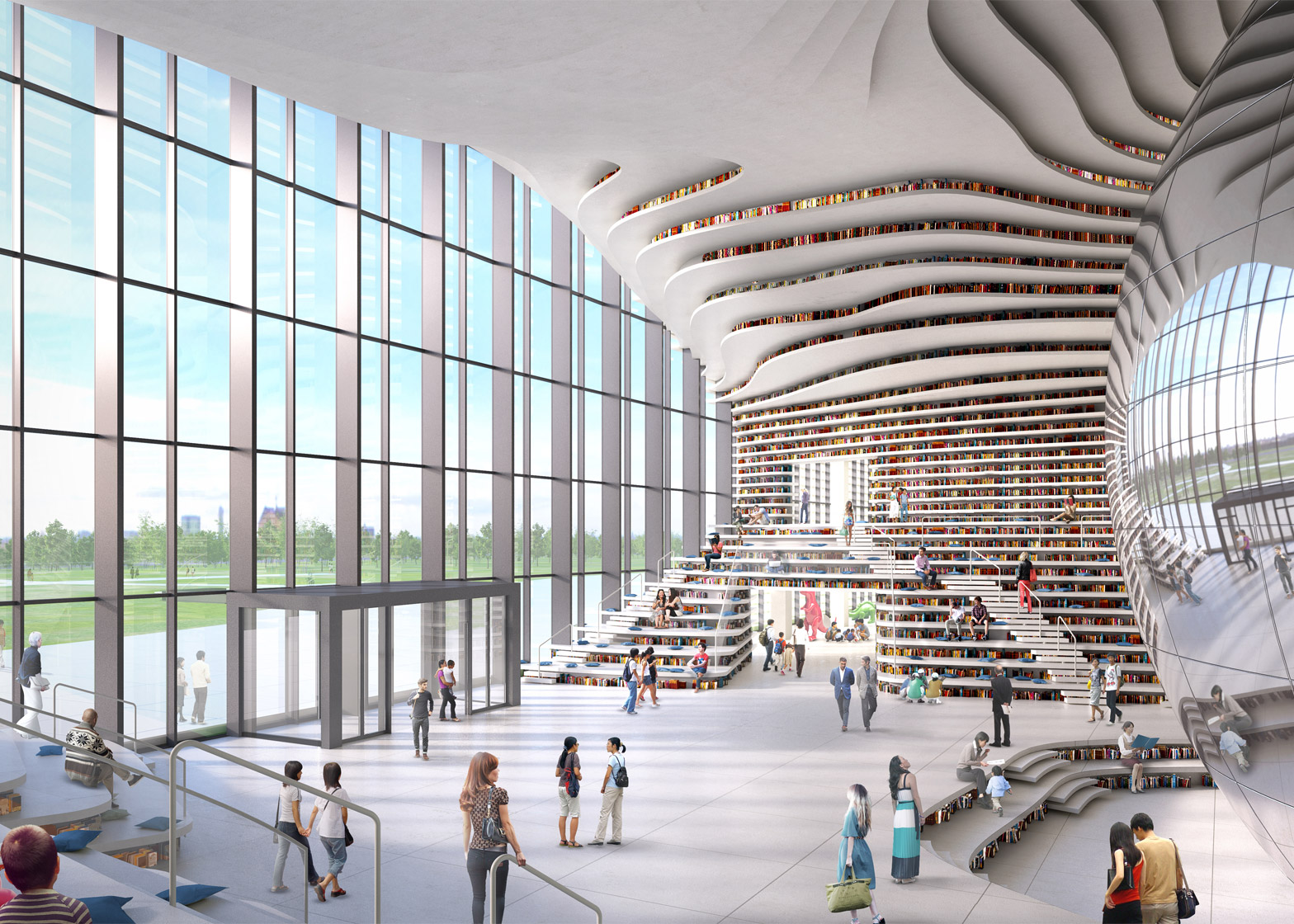 Bookshelf: Library in the shape of an eye: Tianjin Binhai Library