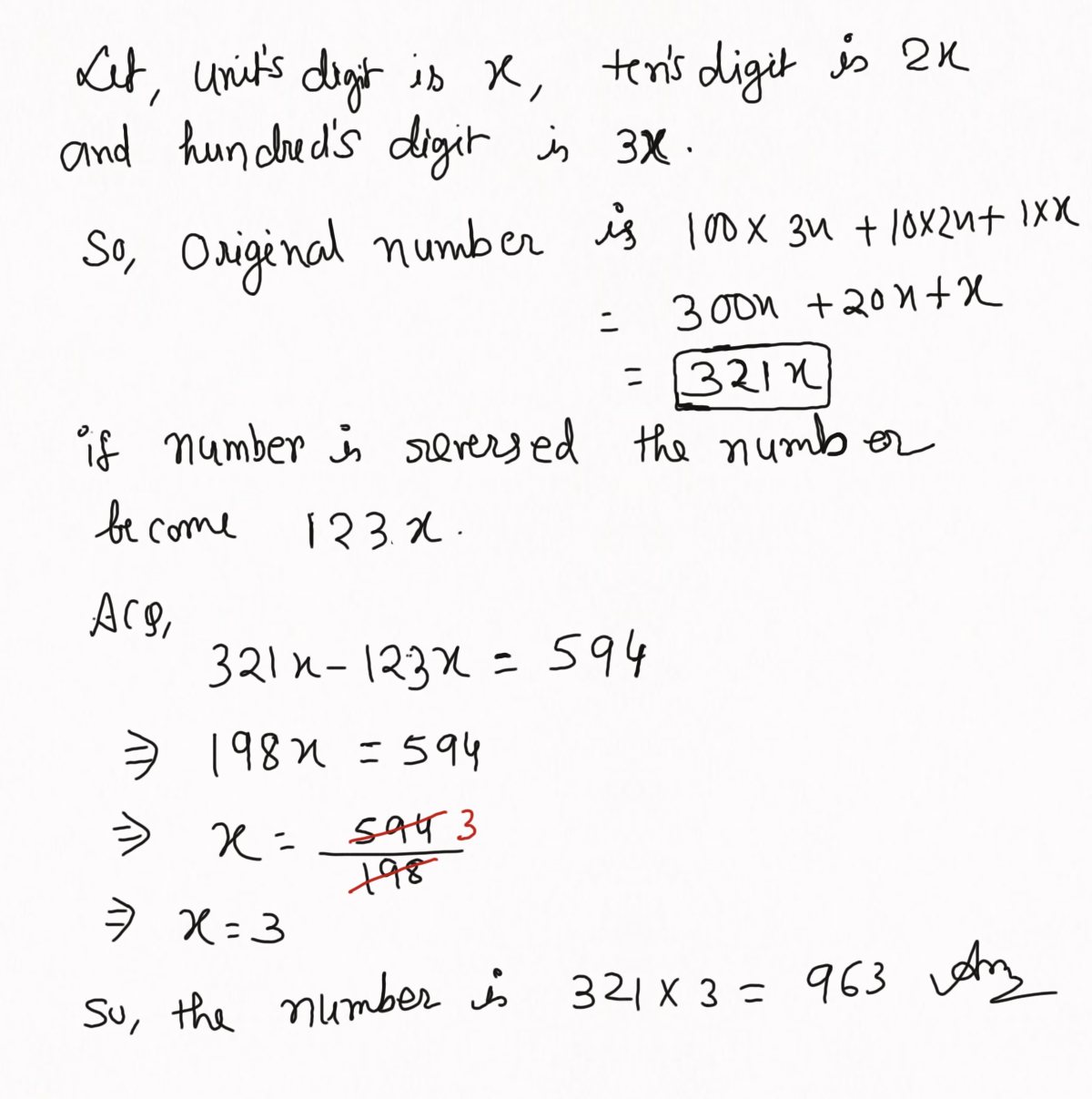 Update ANS: In a 3 digit number unit's digit, ten's digit and hundred's ...