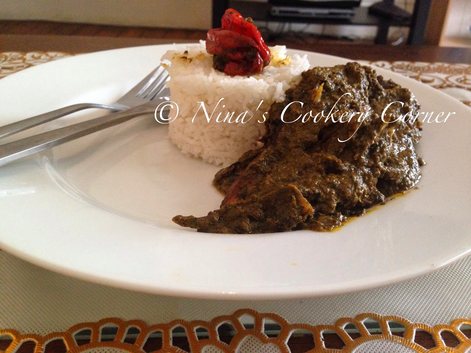 Nina's Cookery Corner: Cassava Leaves and Rice