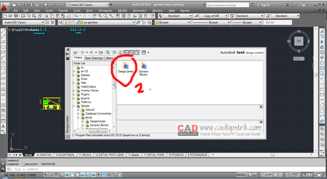 Cara Menampilkan Design Center Pada AutoCAD 2013 | Tips Triks AutoCAD