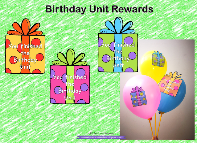 ESL/EFL Preschool Teachers: Birthday Unit Wrap up for Kindergarten ELL