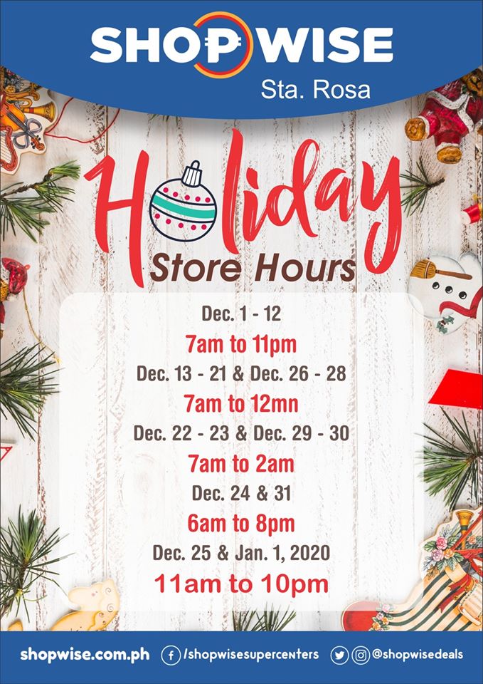Manila Shopper: Holiday 2019 Schedule of Malls, Department Stores ...