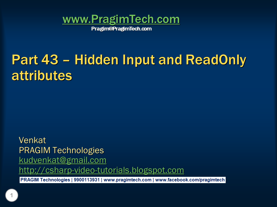 Sql Server Net And C Video Tutorial Part 43 Hidden Input And Readonly Attributes
