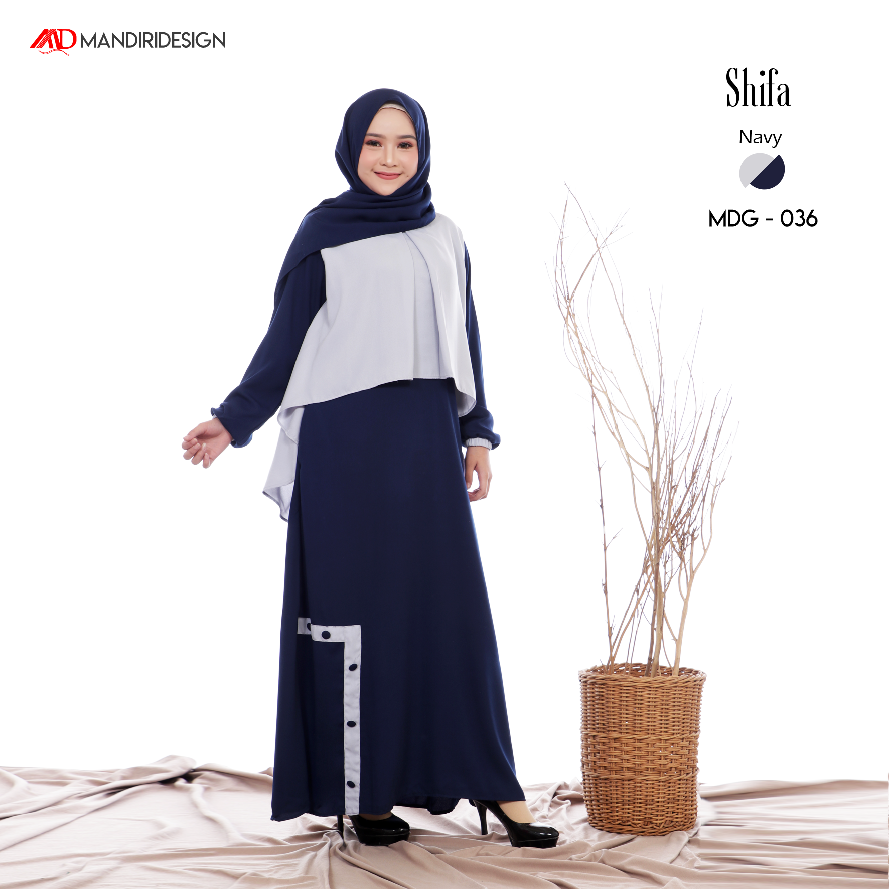 Baju Gamis Dewasa Shifa Navy MDG-036