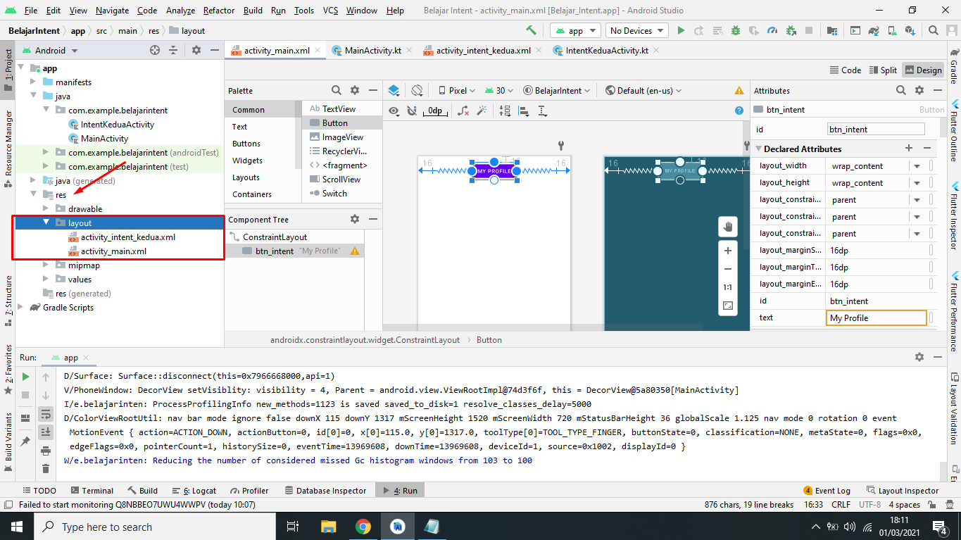Belajar Android Dengan Kotlin Cara Pindah Intent Activity Pada