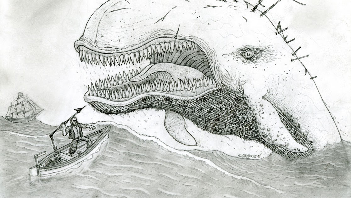 Ilustraciones y Dibujos: Moby Dick y el capitán Ahab