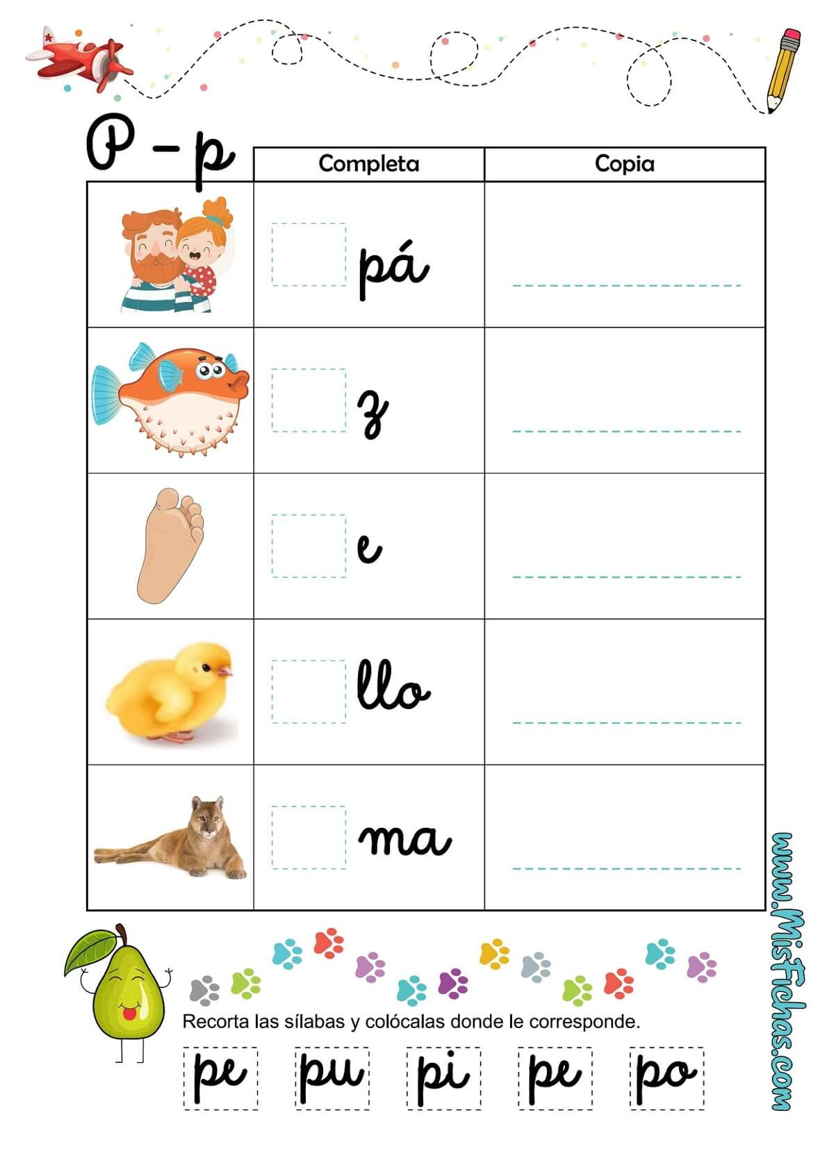 Hoja De Trabajo De La Letra P