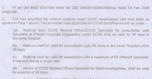 REVISION OF GUIDELINES FOR ECHS REFERRAL