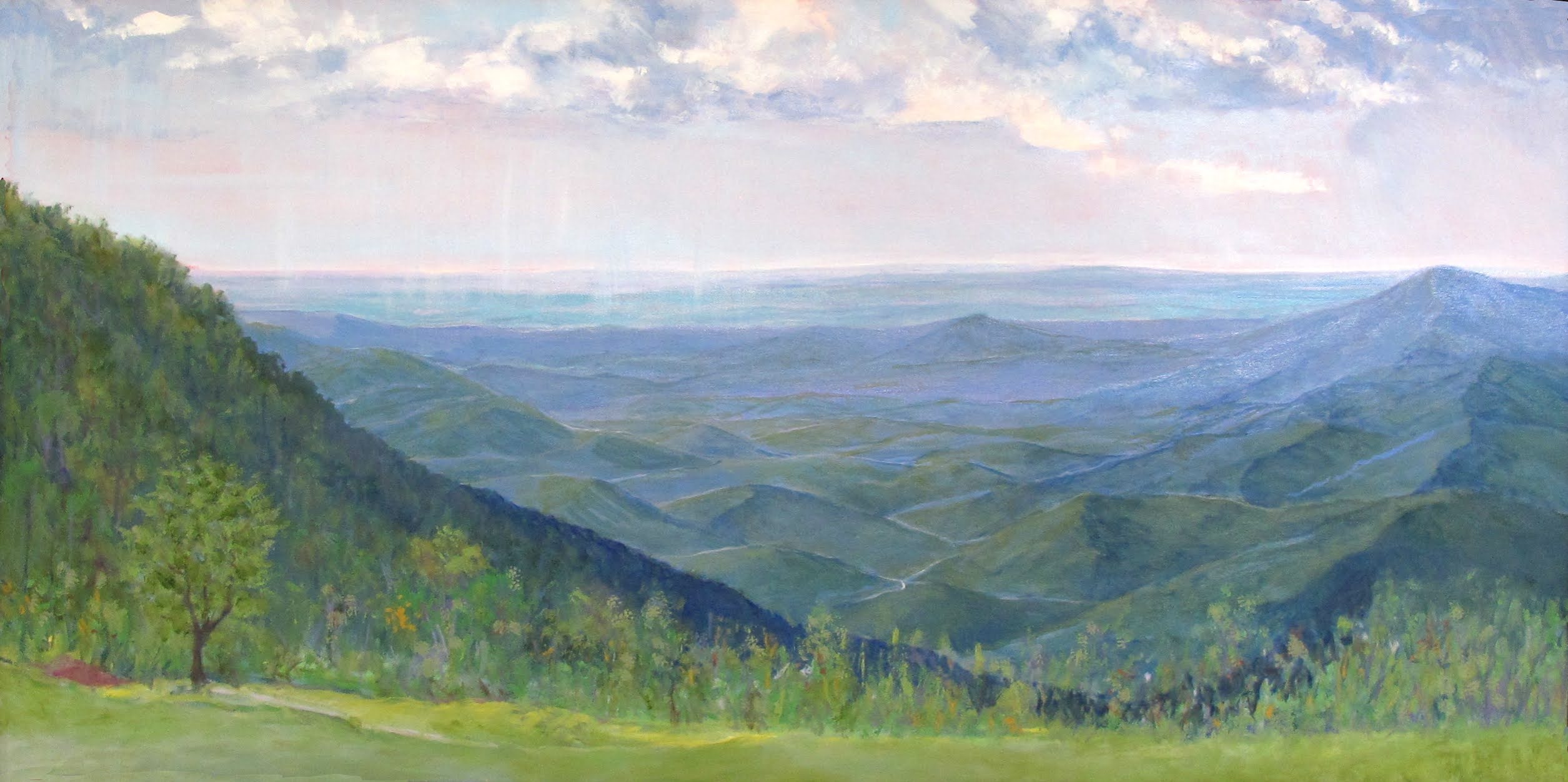 Meg West Oil Paintings: Blue Ridge Parkway Rain Coming