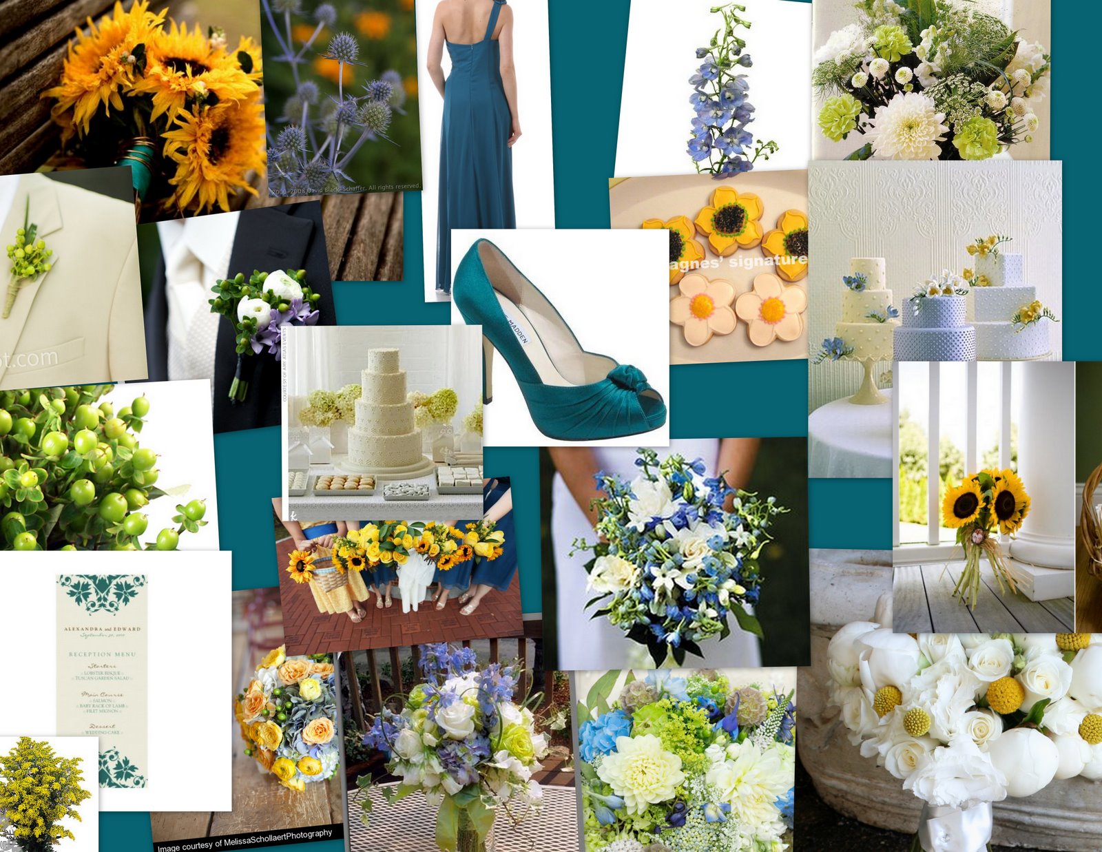 Kathryn Church Designs: Inspiration Board: Teal with Golden Sunflowers