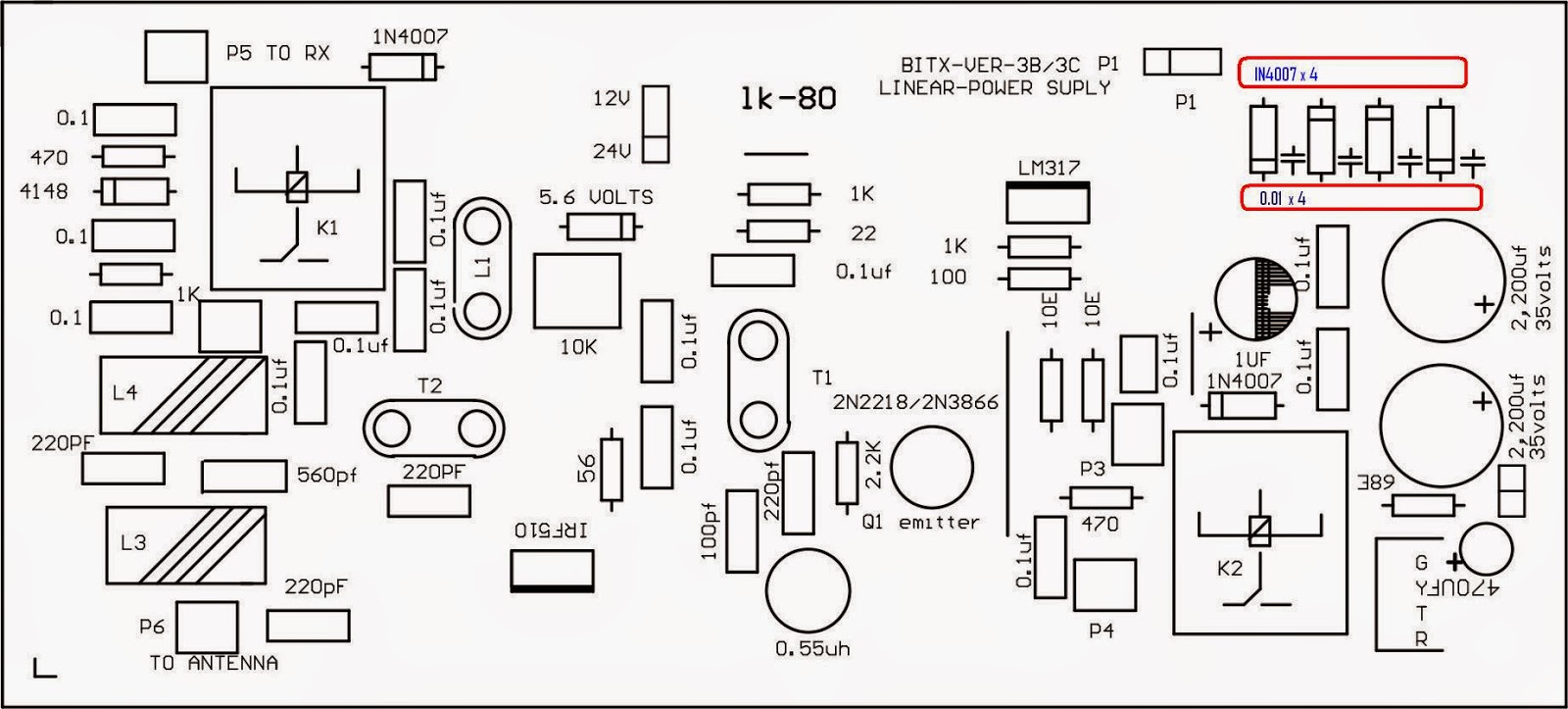 BITX SSB QRP TCVR FOR HAM RADIO: New PCB Bitx3B 3C Exciter And PA