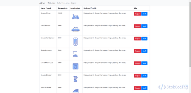 Aplikasi Jasa Servis Barang Berbasis Web (PHP) – StokCoding.com