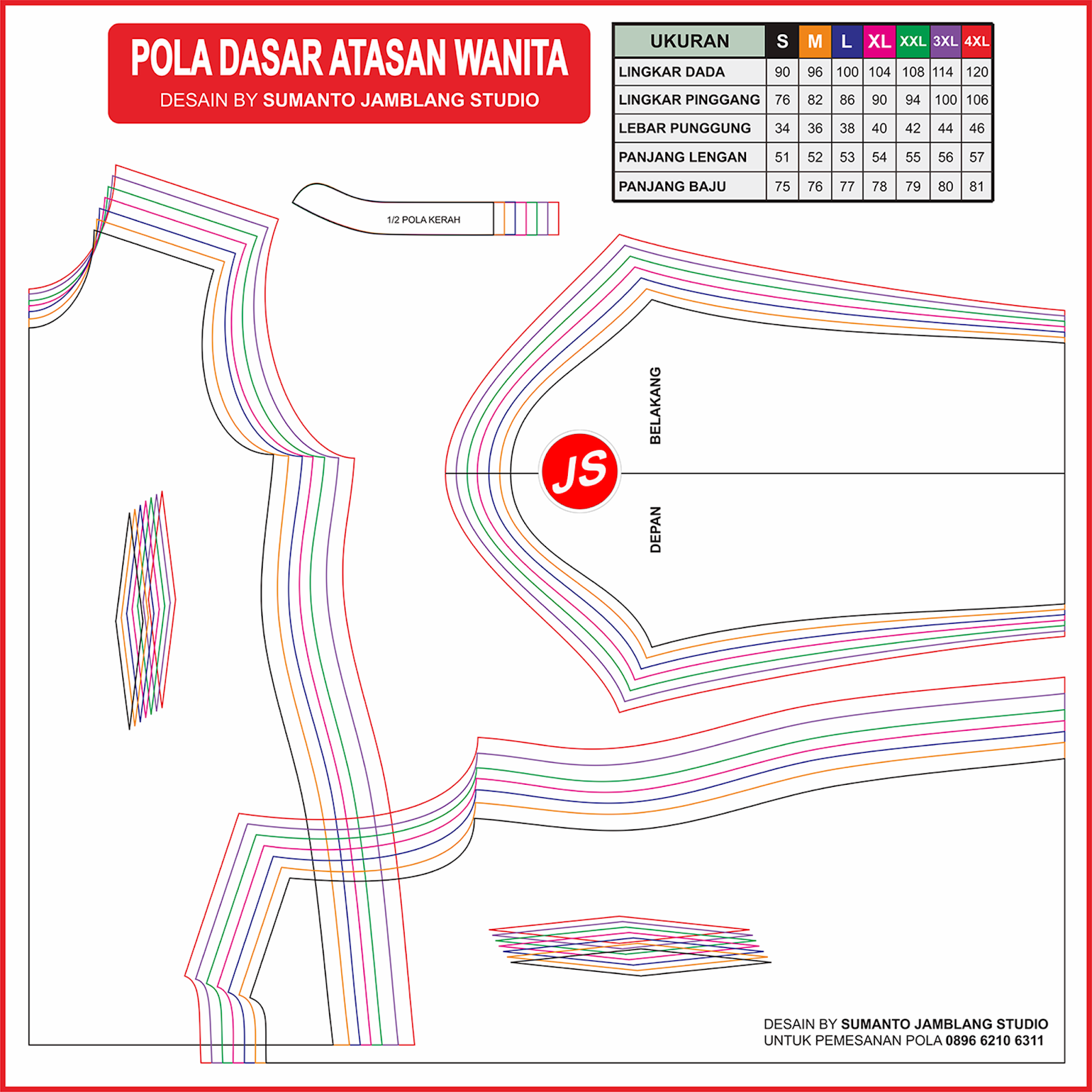 Pola Jiplak Dasar Atasan Wanita 7 in 1 - JAMBLANG STUDIO