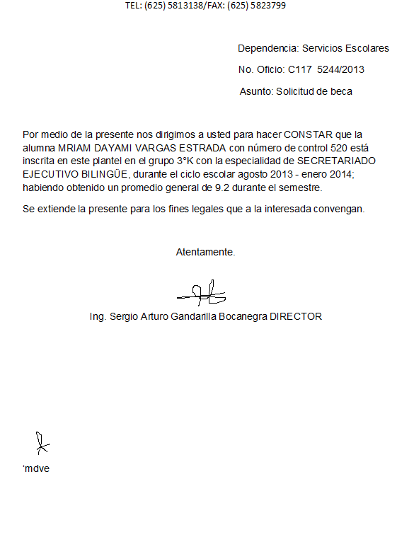 MIRIAM VARGAS ESTRADA, CBTIS117: Constancia personal