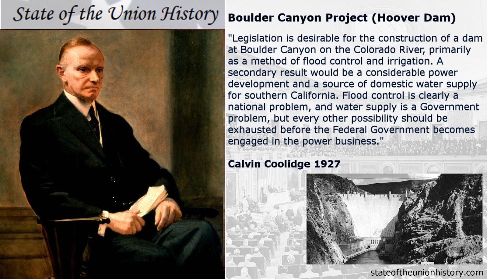 State of the Union History: 1927 Calvin Coolidge - Boulder Canyon ...