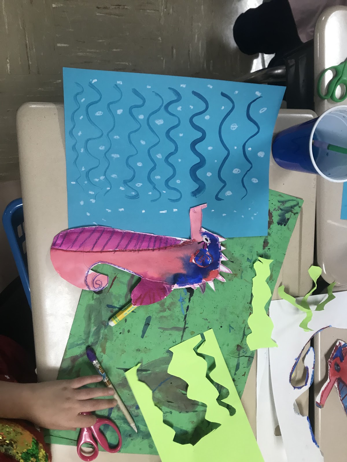 Elements of the Art Room: 1st grade Eric Carle inspired seahorses