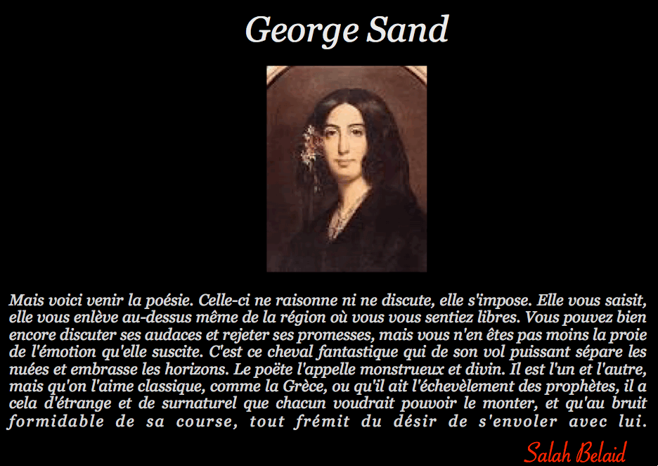LA POÉSIE (George Sand )