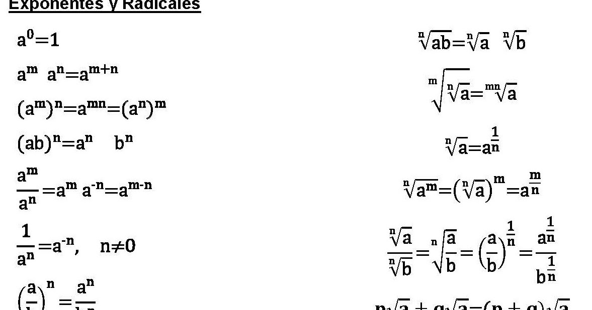 Exponentes y radicales