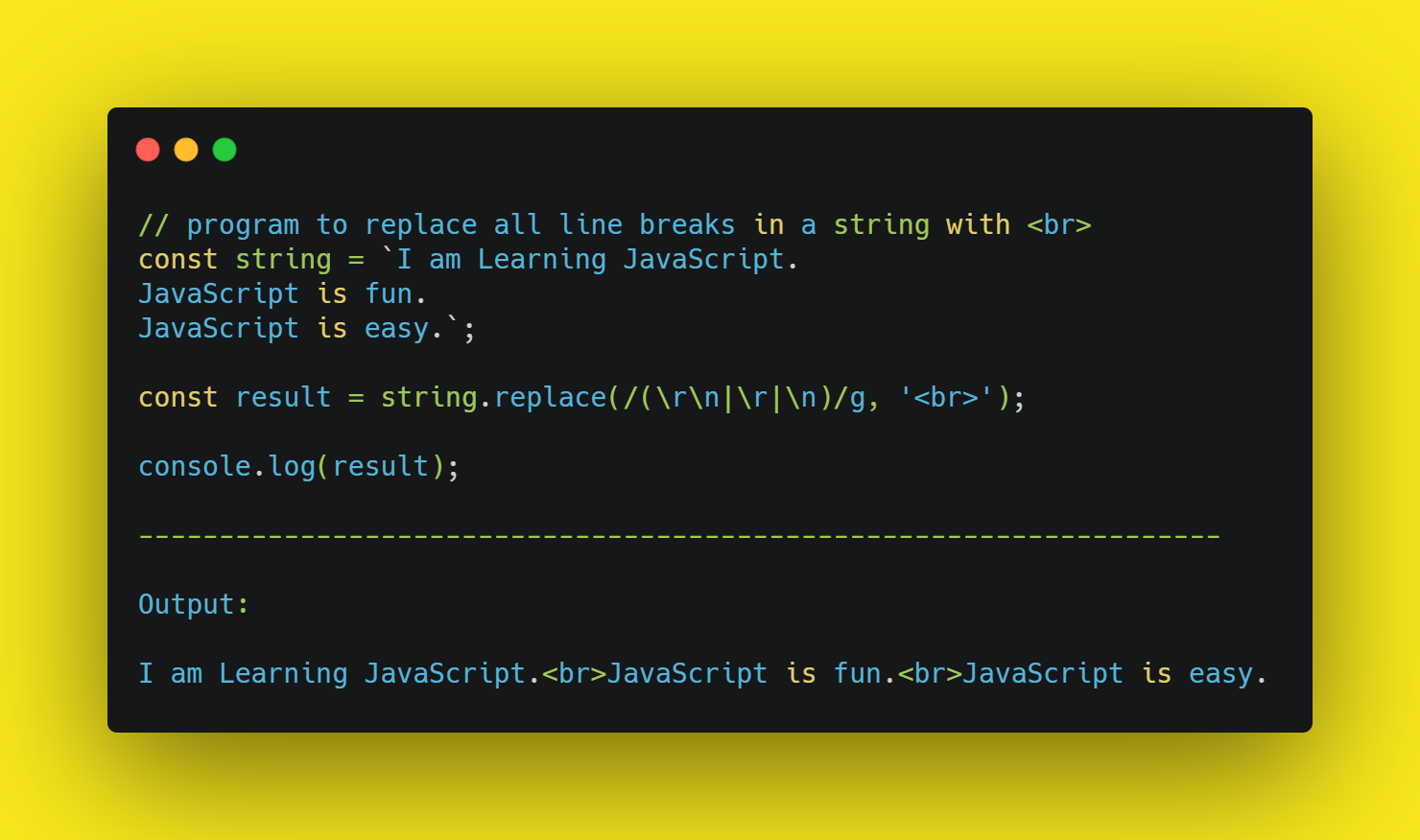 Replace All Line Breaks with in JavaScript