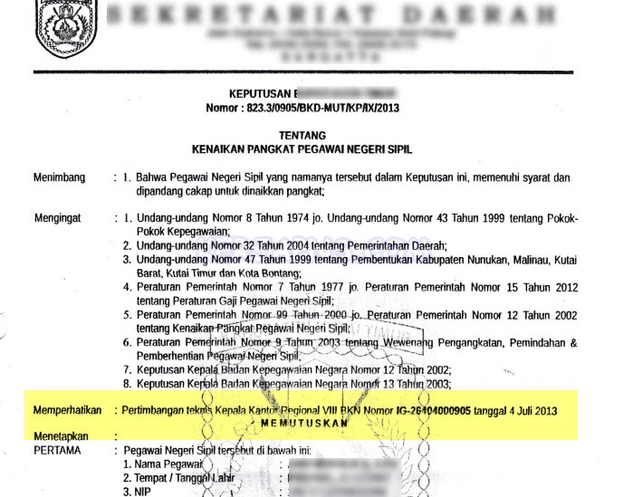 Nomor dan Tanggal Pertek BKN pada SK - INFO ASN & PENDIDIKAN